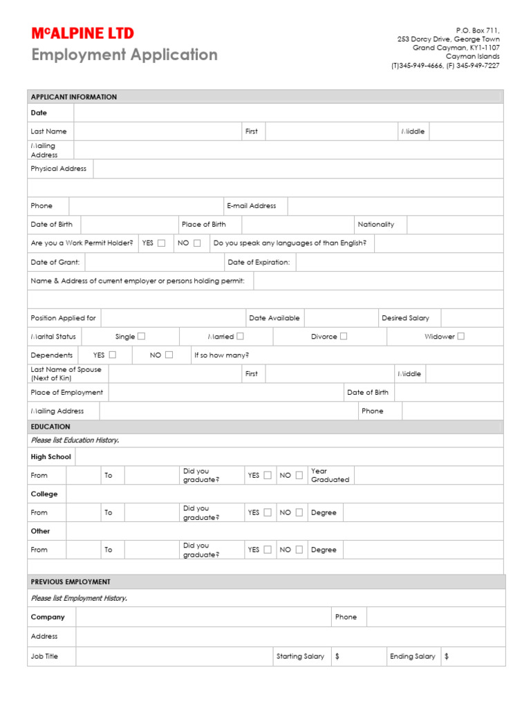 Construction Job Application Form | PDF | Concrete | Building Technology