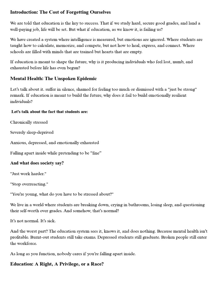 Introduction The Cost of Forgetting Ourselves | PDF | Psychological ...