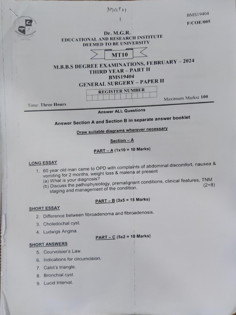 Surgery Paper 2 | PDF