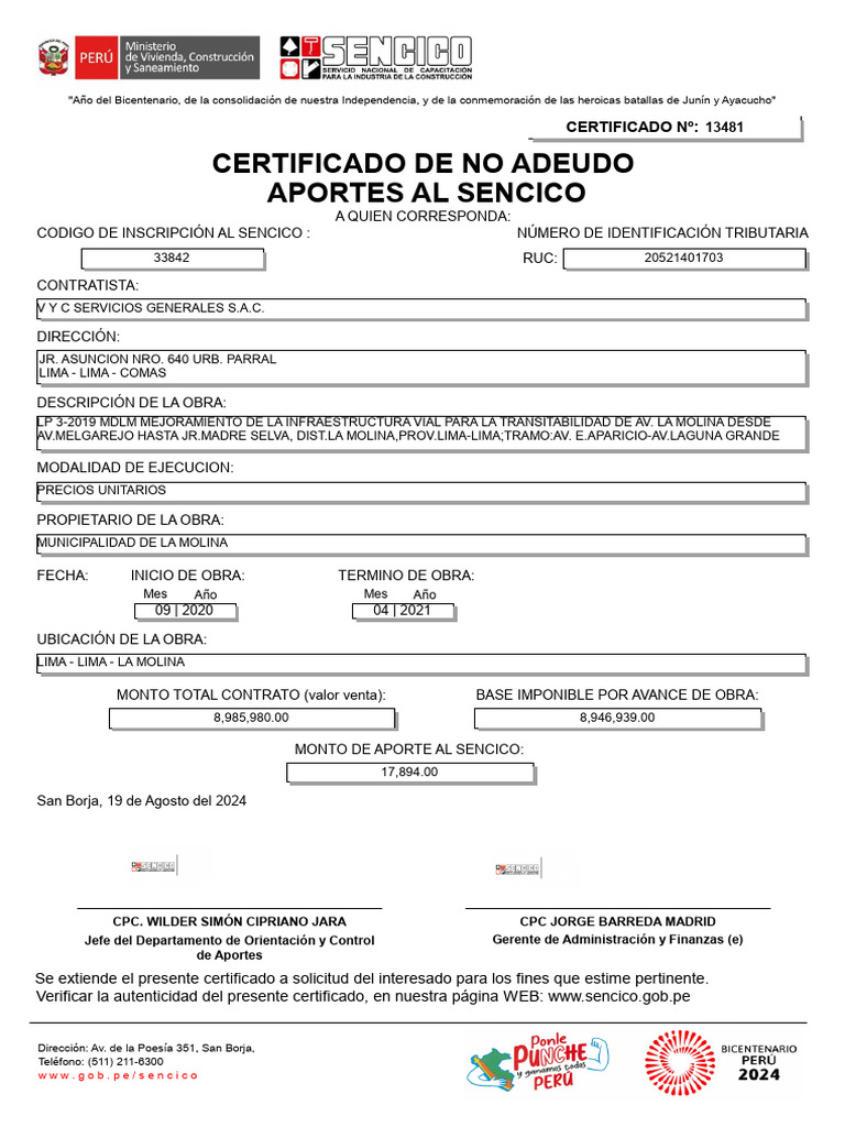 Cna La Molina Sencico | PDF