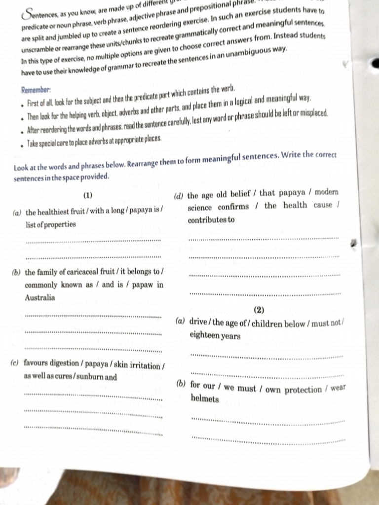 Sentences Reorder 8class | PDF