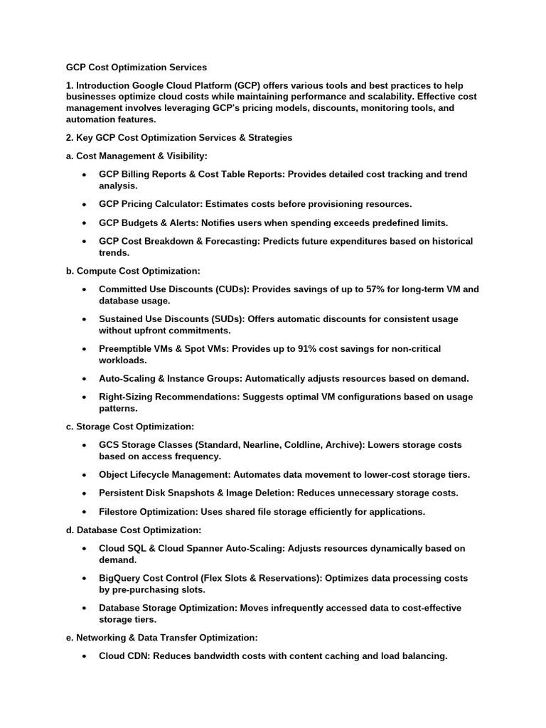GCP Cost Optimization Guide | PDF | Cloud Computing | Databases