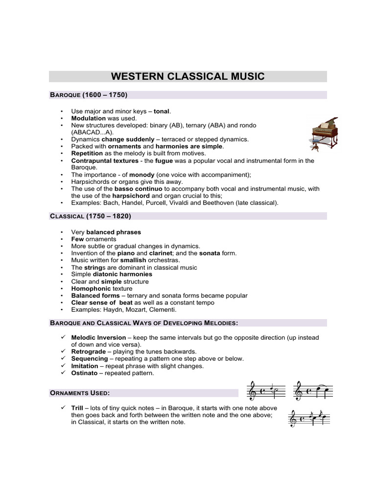 6. Period Revision | PDF | Classical Period (Music) | Baroque Music