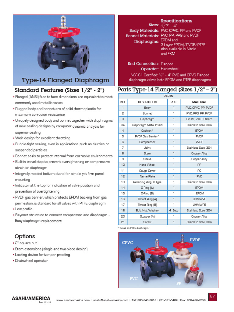 Diaphragm Valve Specifications and Dimensions | PDF | Valve ...