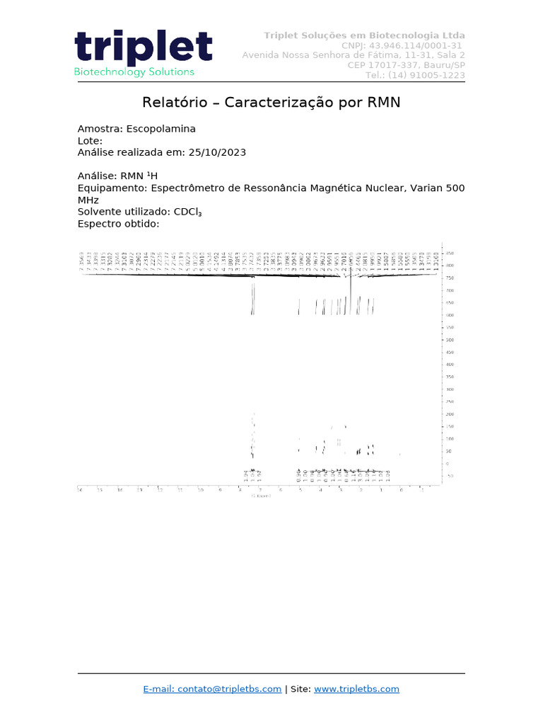 Análise de RMN da Escopolamina | PDF | Imagem de ressonância magnética ...