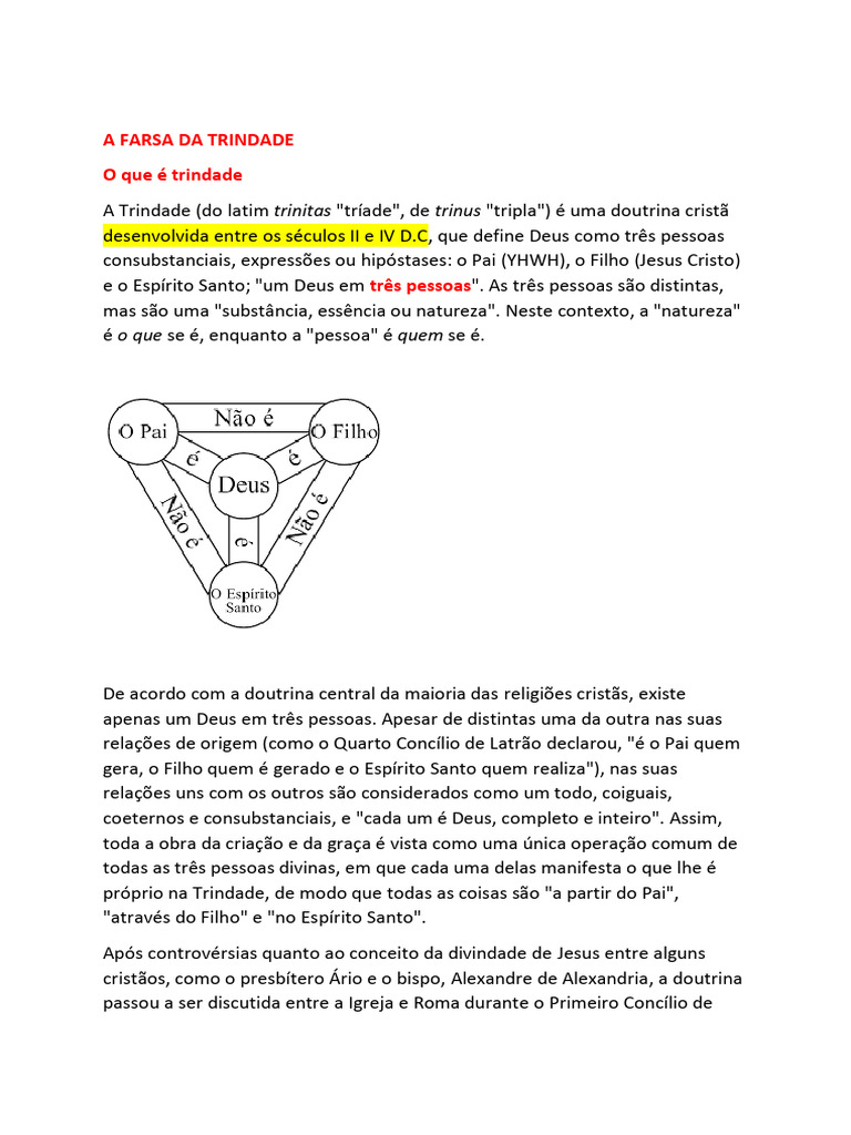 A Farsa da Trindade Cristã | PDF | Trindade | Jesus