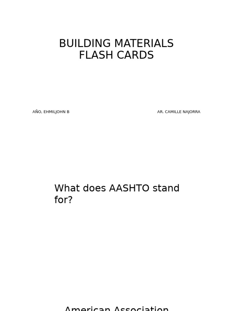 Building Materials Flashcards Guide | PDF | Wood | Concrete