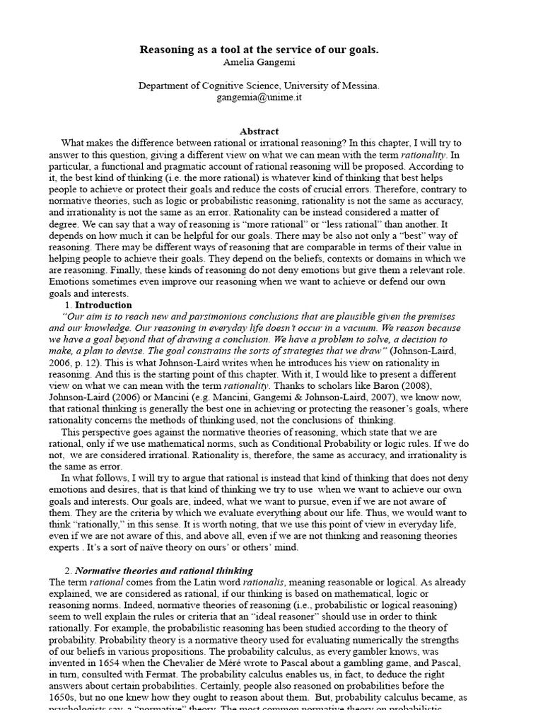 Reasoning and Rationality - 2 | PDF | Rationality | Logic