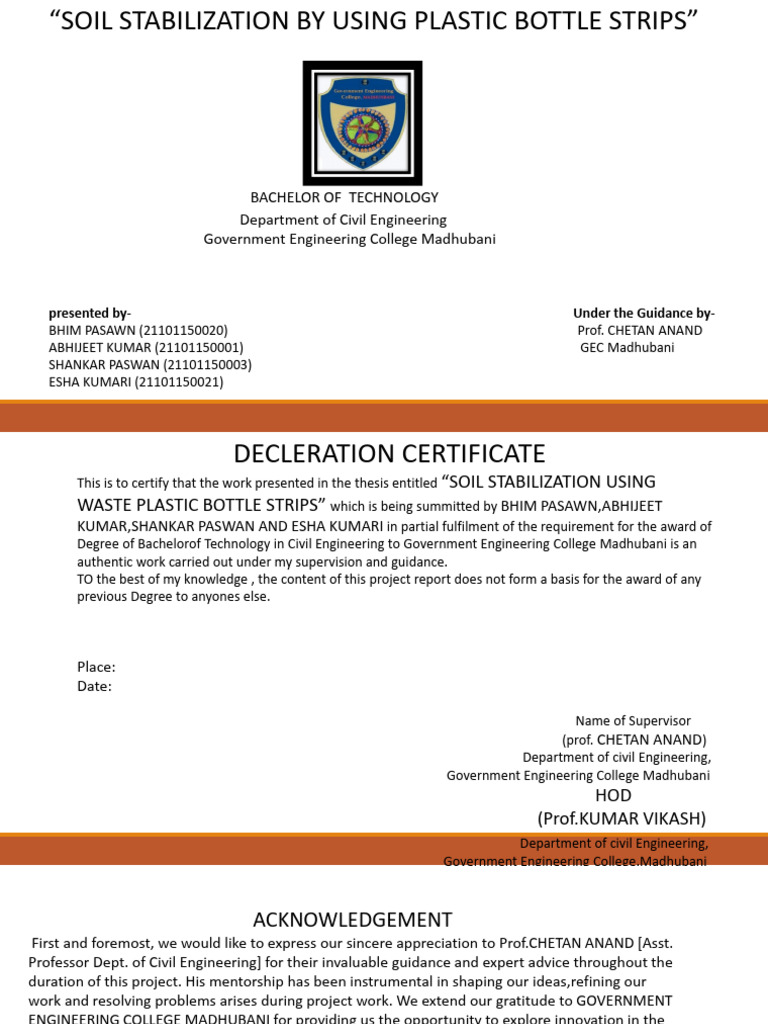 Soil Stabilization Using Waste Plastic Materials Bottle Strips Bhim | PDF | Secondary Sector Of ...