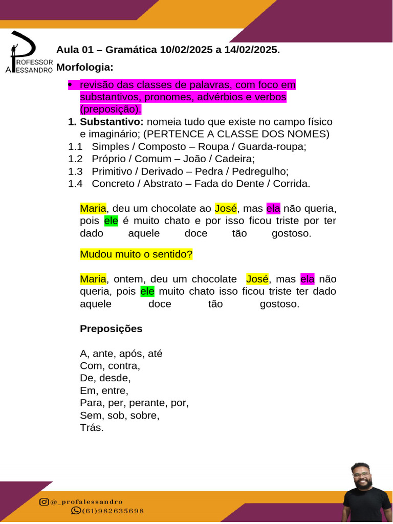 Aula 01 - 10-02-2025 - Gramática (1) | PDF