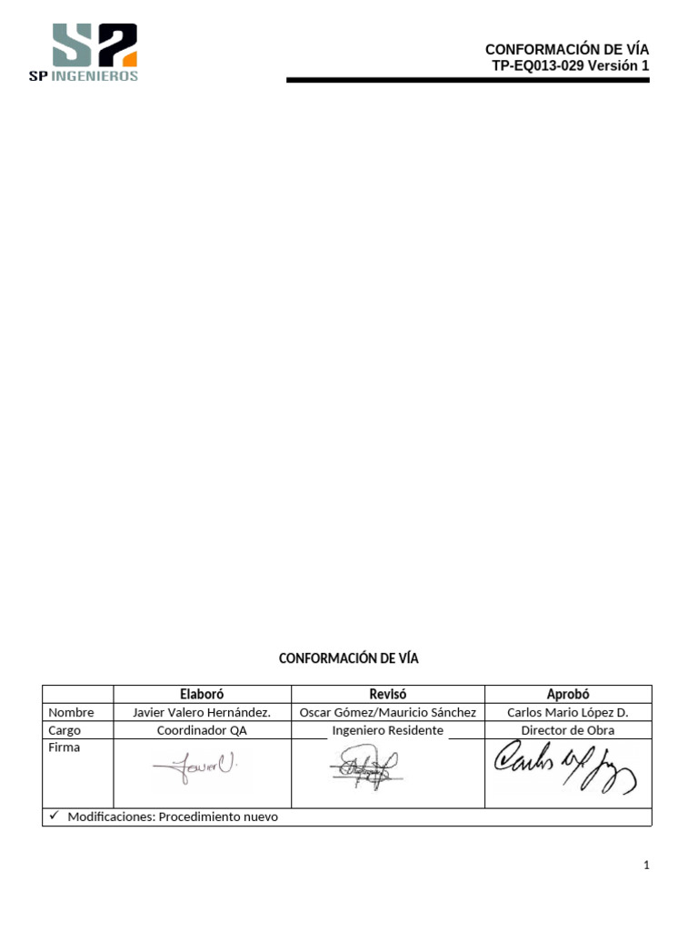 TP-GL001-018 V1 Conformacion de Via | PDF