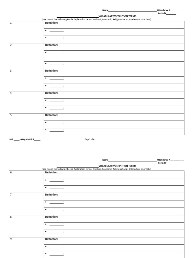 Persia Vocabulary Definitions | PDF | Lexicography | Lexicology