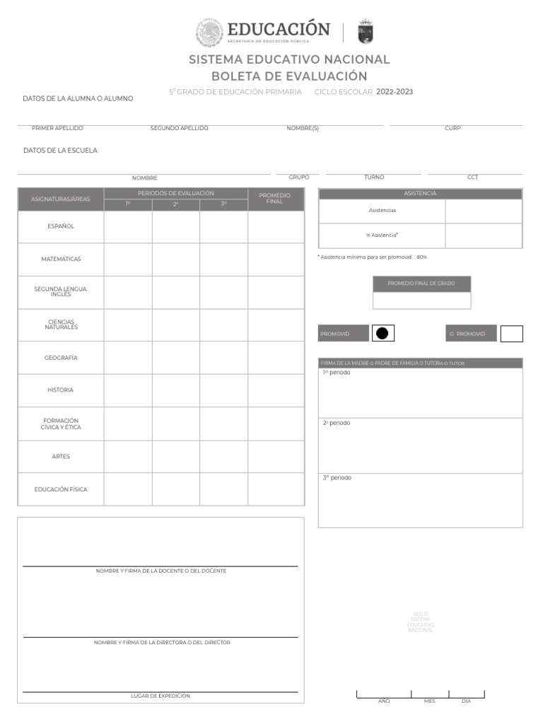 Boletas Quinto Grado A | PDF | Educación primaria | Maestros