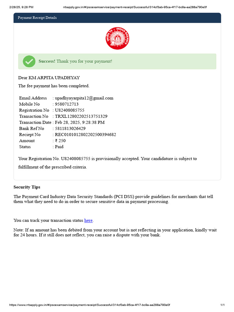 Arpita Form RRB | PDF