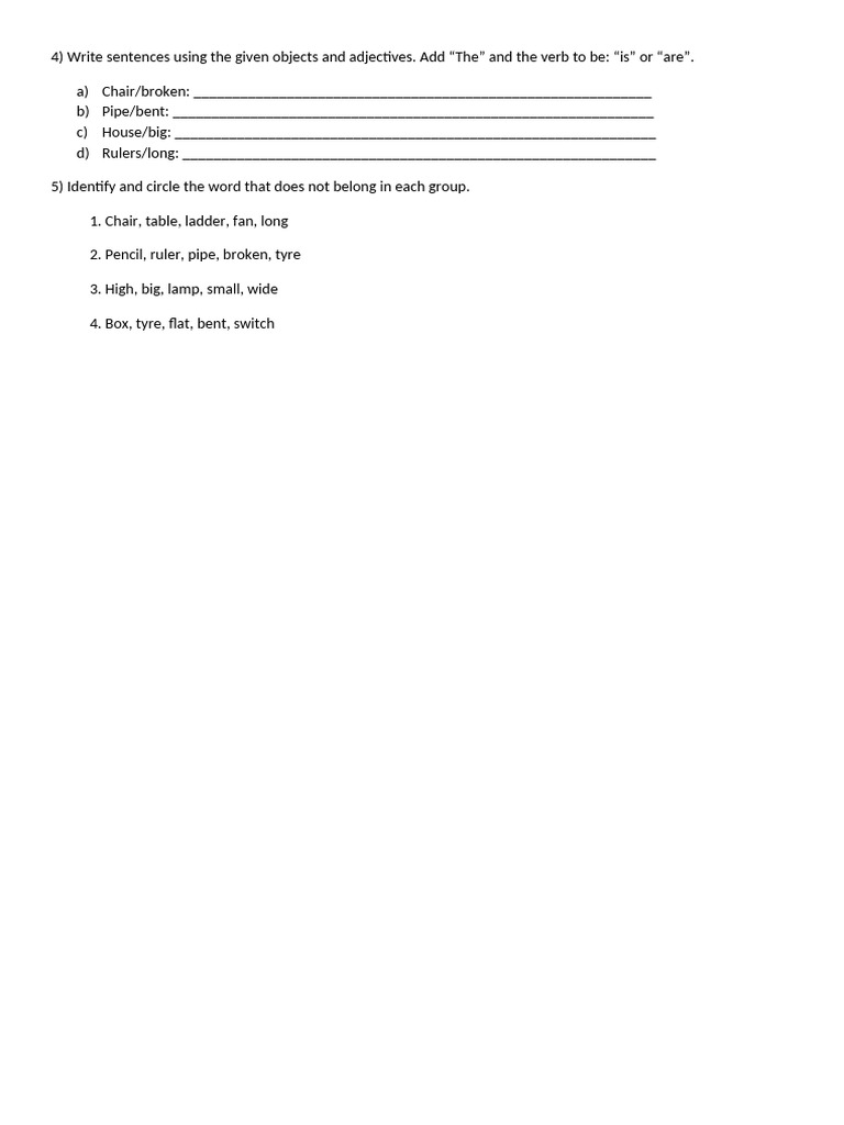 Object and Adjective Exercises | PDF