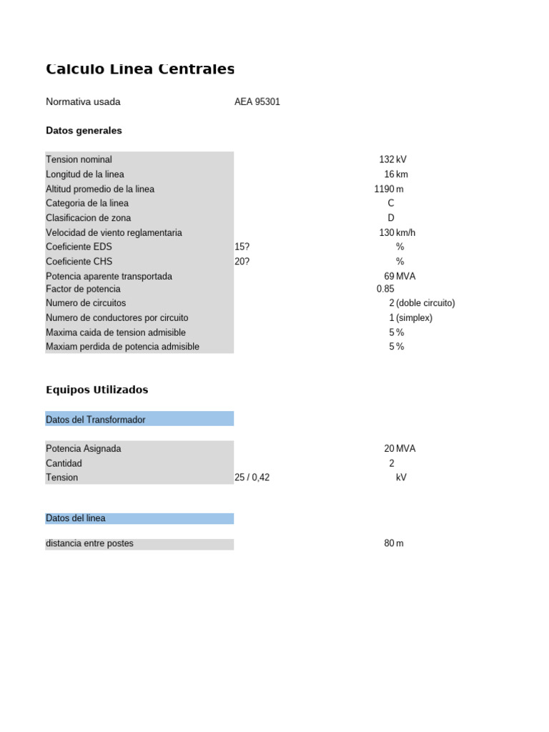 Cálculo de Línea de 132 kV: Normativa y Datos | PDF | Electricidad ...