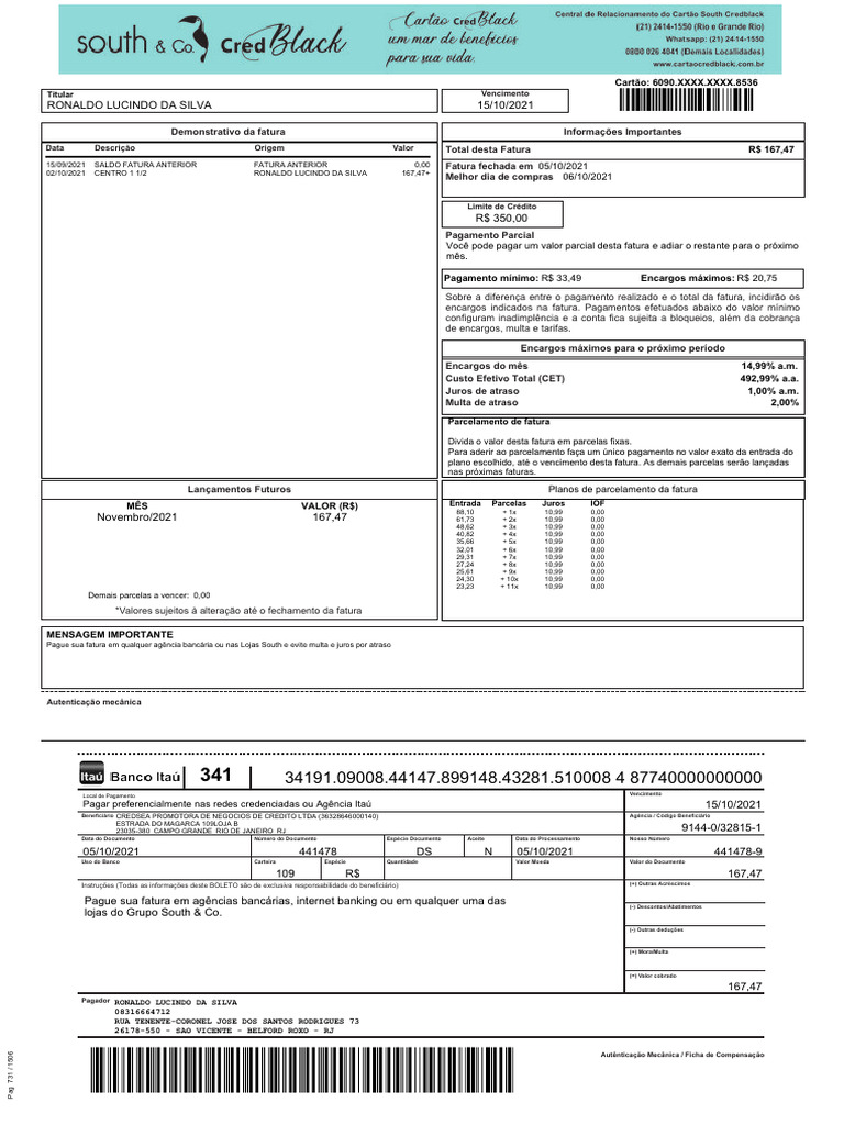 1521779_46562677_fatura_credblack | PDF | Business | Economias