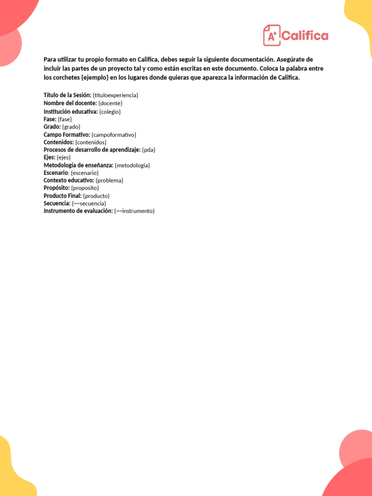 Guía de Formato para Califica | PDF
