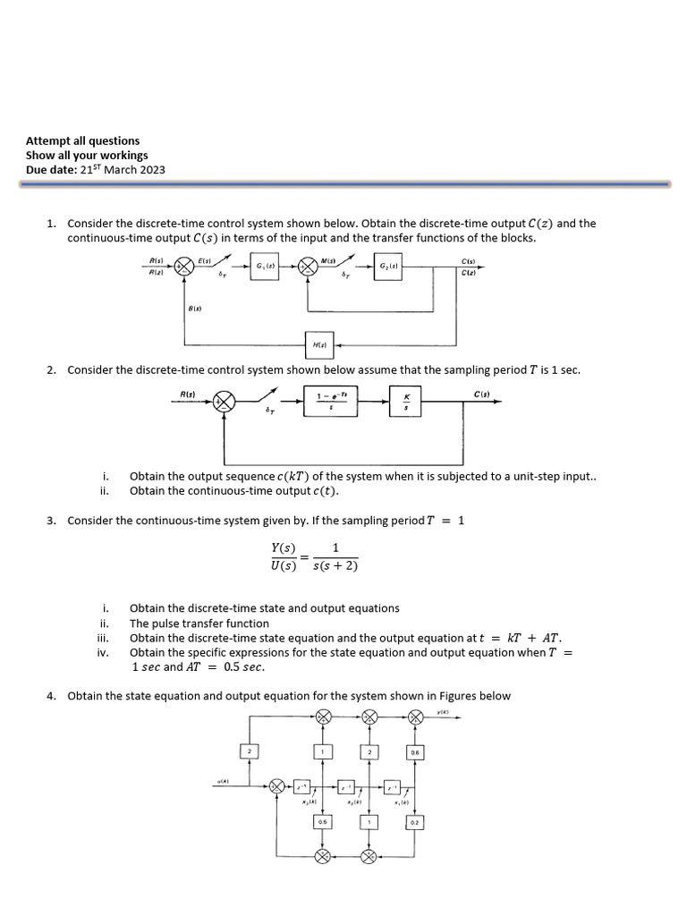 State Space Design & Digital Control Assignment | PDF