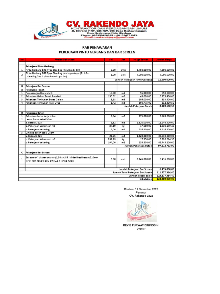 RAB Pintu Gerbang & Bar Screen | PDF