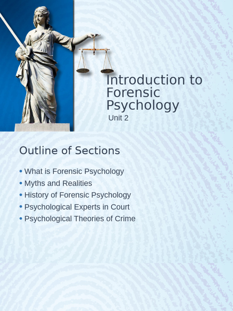 Unit 2 Slides Introduction To Forensic Psychology-3 | PDF | Forensic Science | Psychology