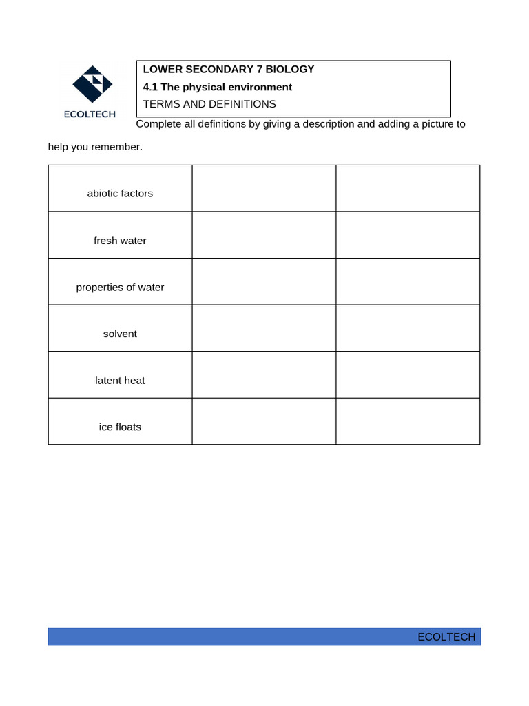 Biology Terms and Definitions Guide | PDF