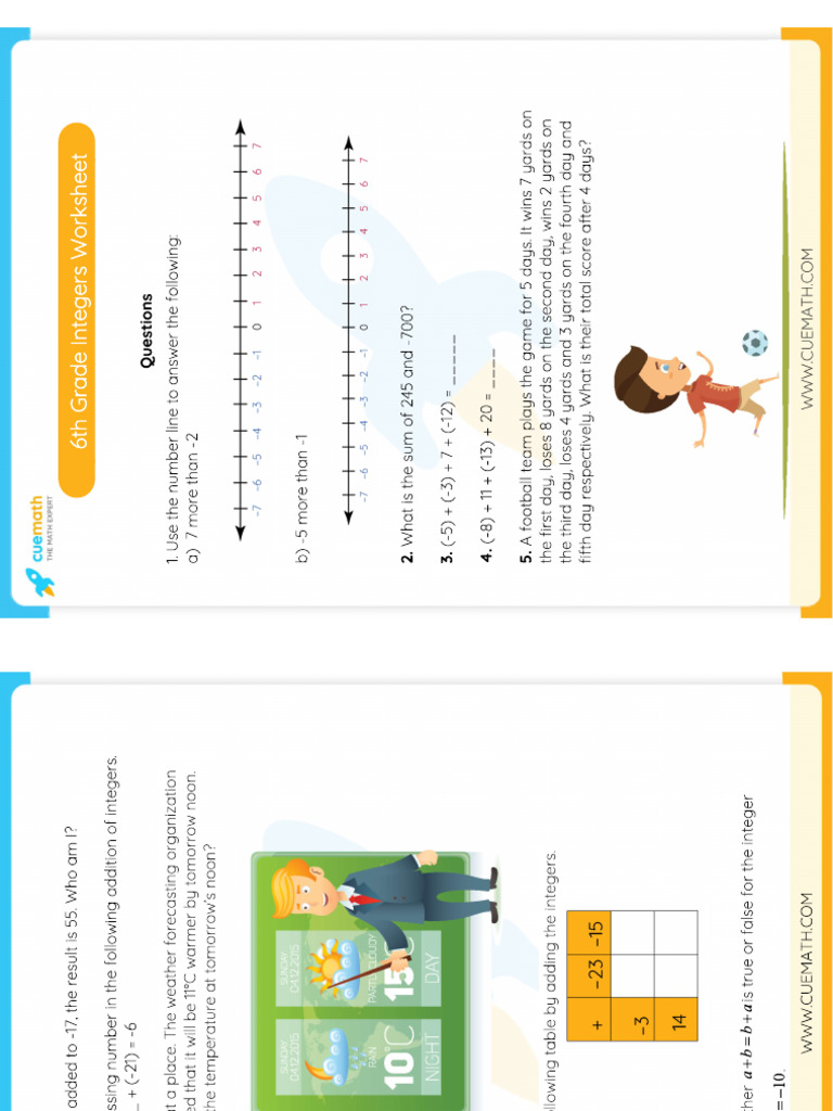 Integers Worksheets 6th Grade Worksheet 3 | PDF