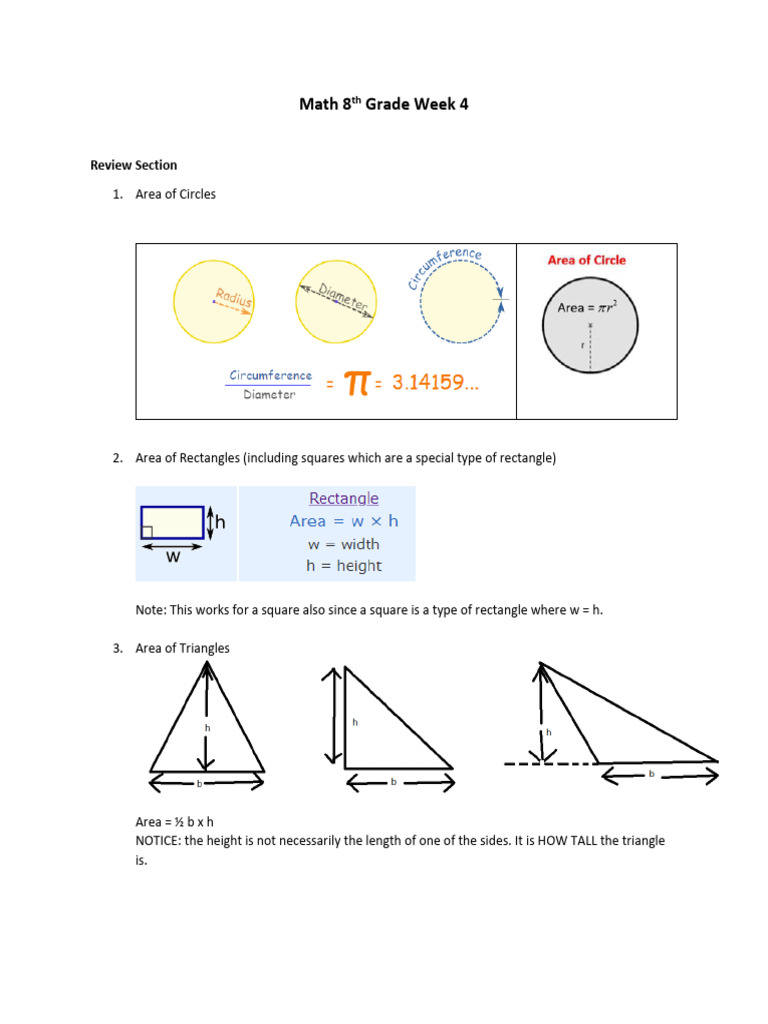 Weeks 458 Th Grade Math | PDF | Area | Volume