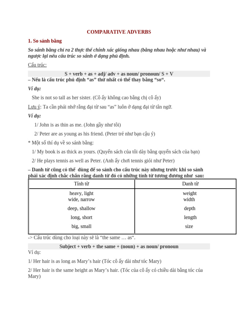 Comparative Adverbs | PDF