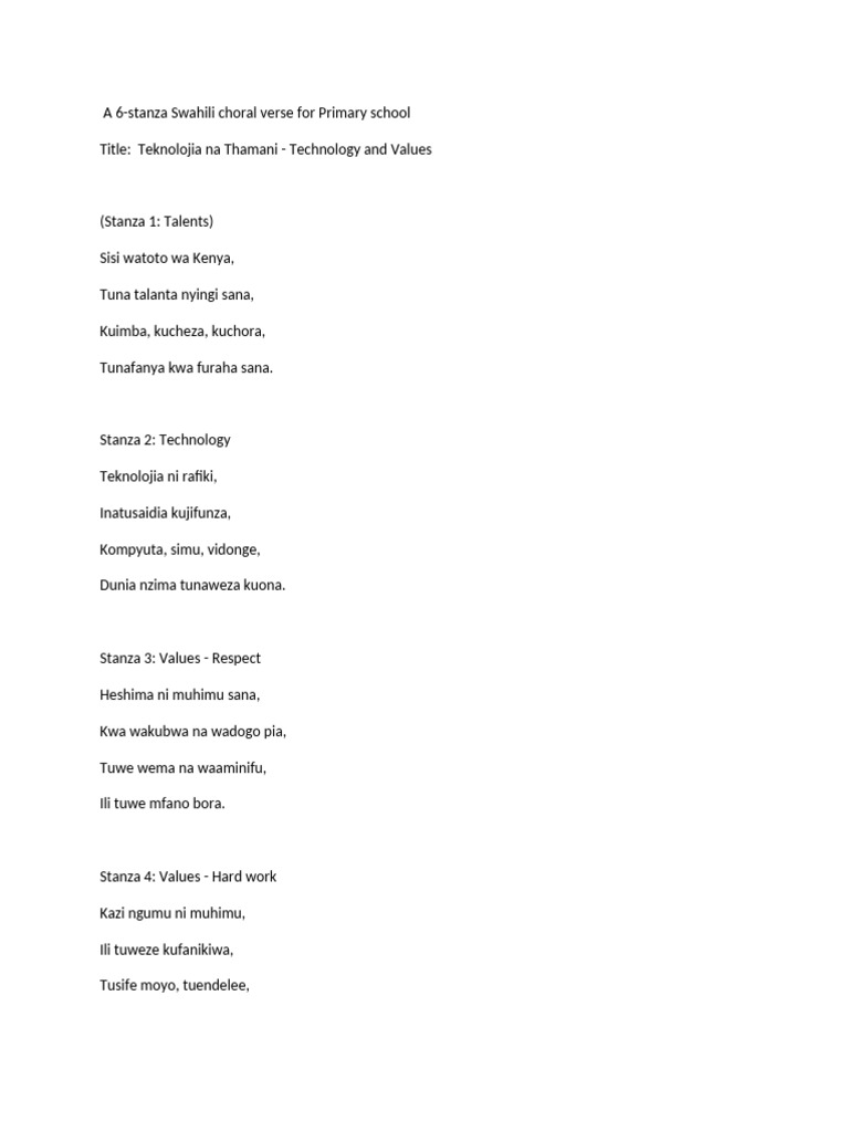Choral Verse For Primary | PDF