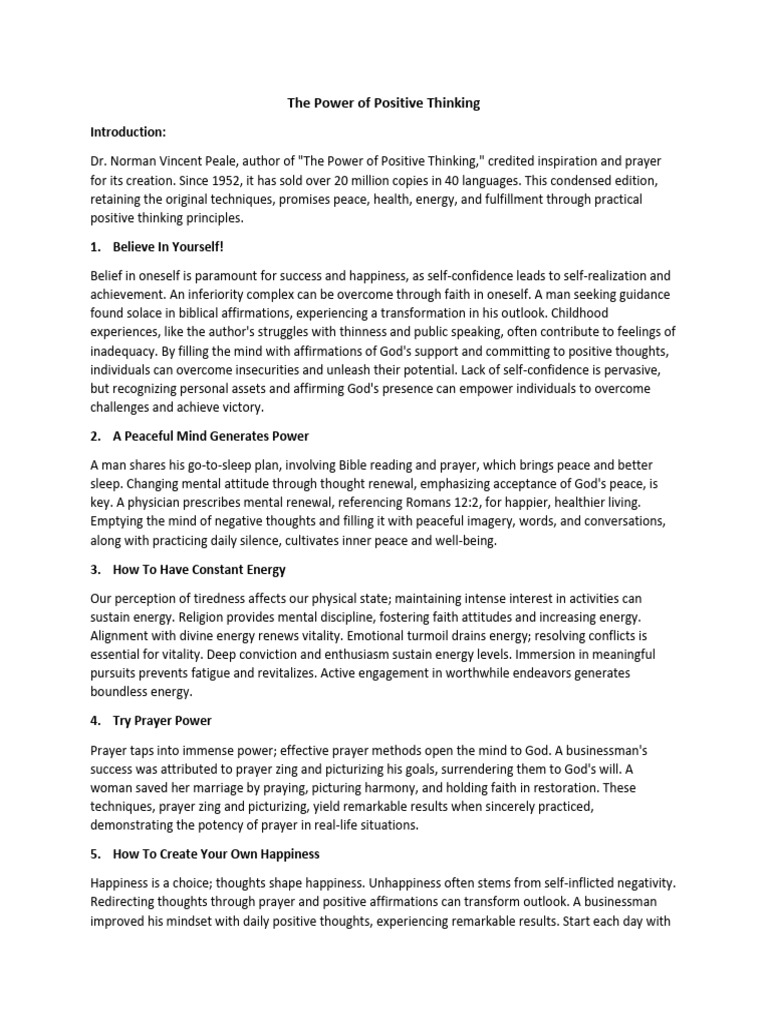 Mastering Positive Thinking Techniques | PDF | Prayer | Thought