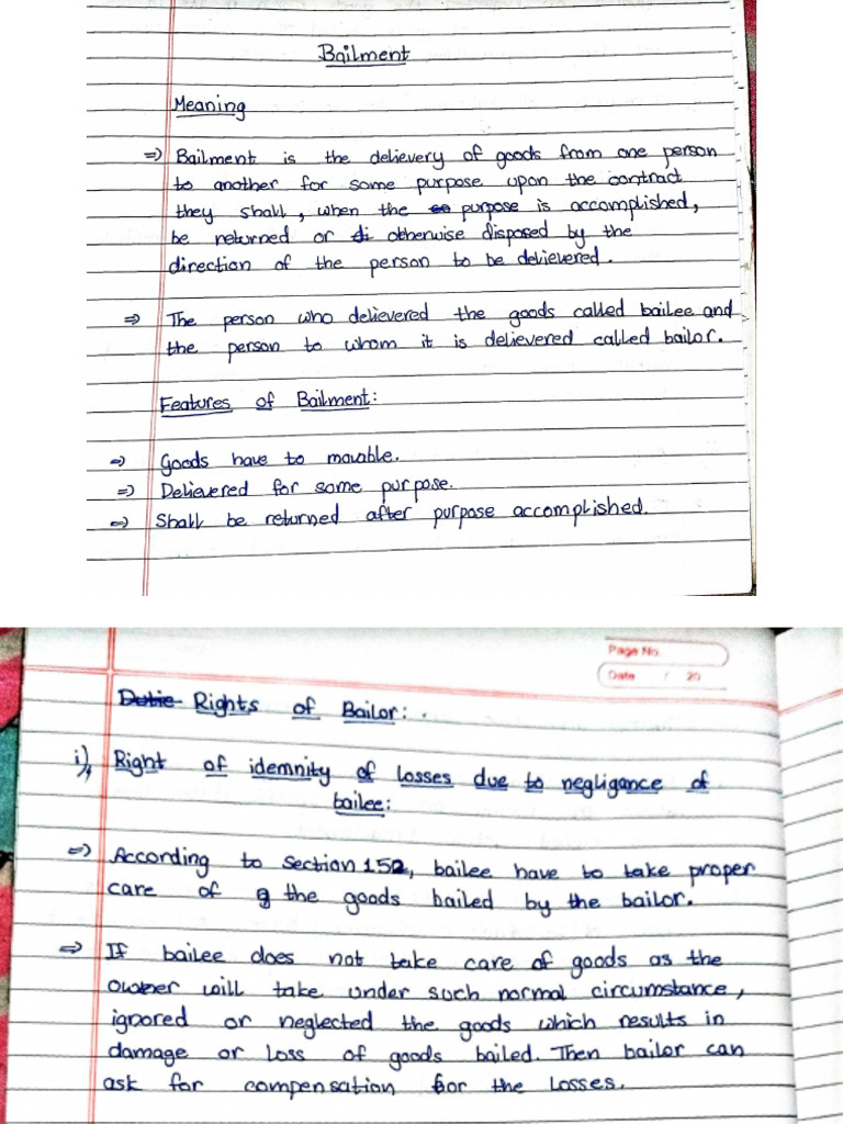 Define Bailment and Duties and Rights of Bailor | PDF