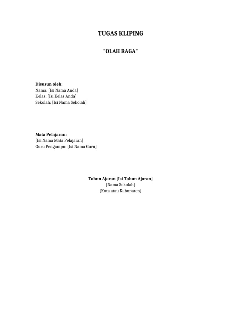 Cover Tugas Kliping | PDF