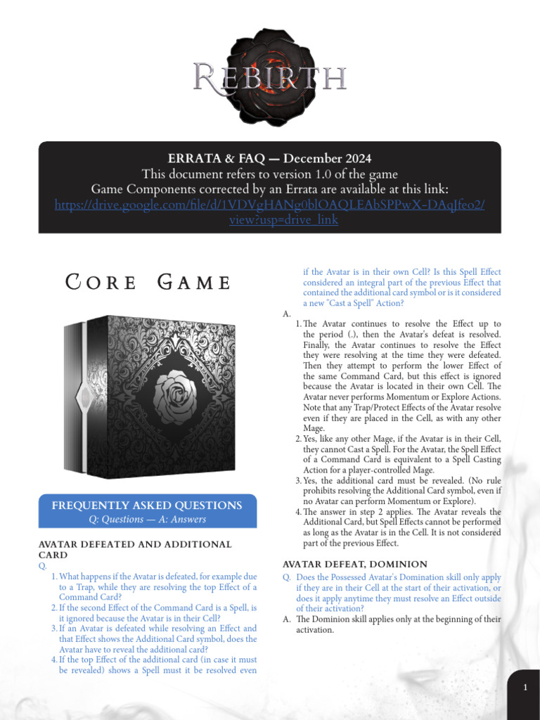 BRWR_FAQ&errata_2024-12-03_Refers to v1.0_ENG | PDF | Magician (Fantasy)