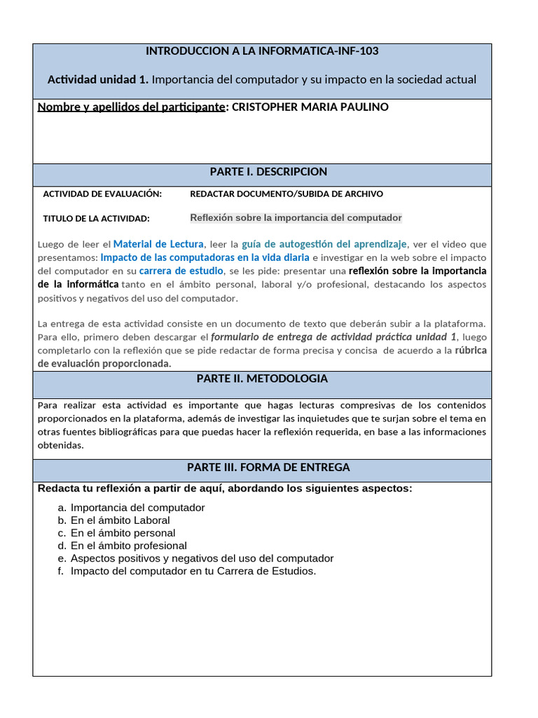 Reflexion Sobre La Importancia Del Computador | PDF | Informática ...