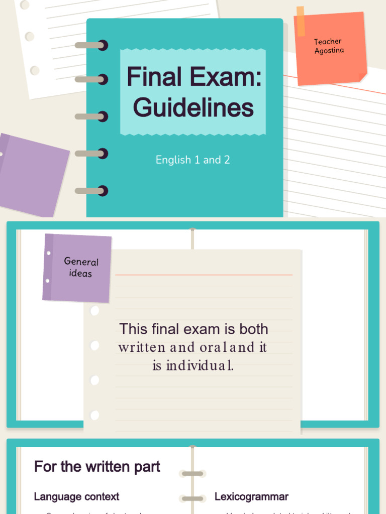 English 1 & 2 Final Exam Guidelines | PDF