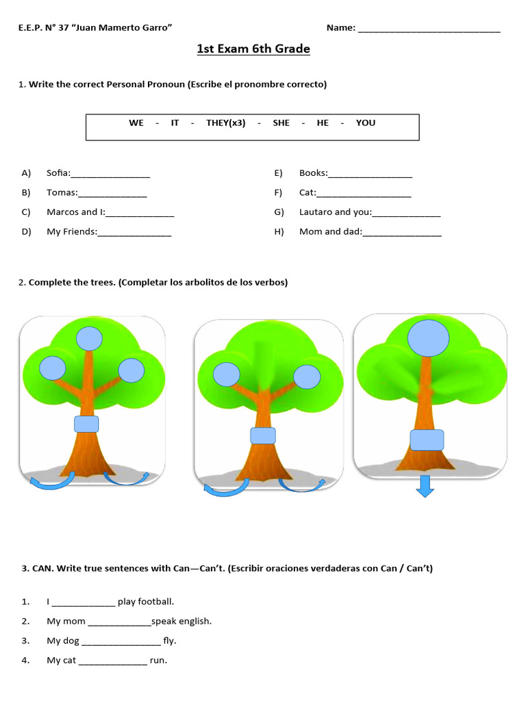 1st Exam 6to | PDF