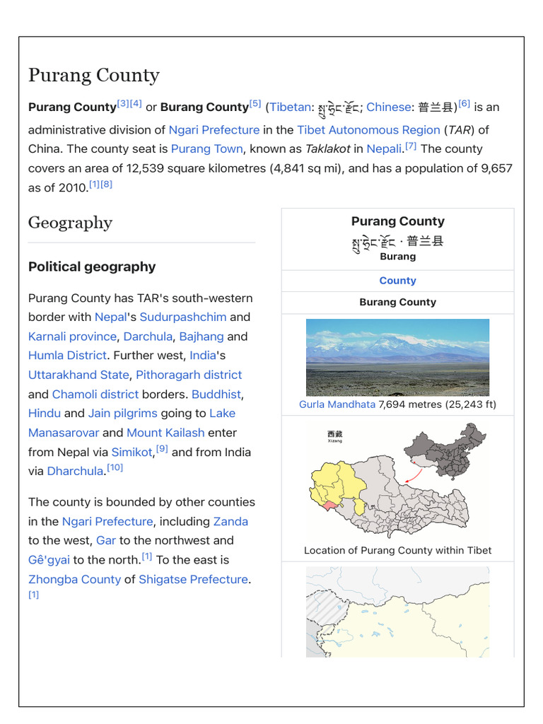 Purang County Mansarovar Tibet | PDF
