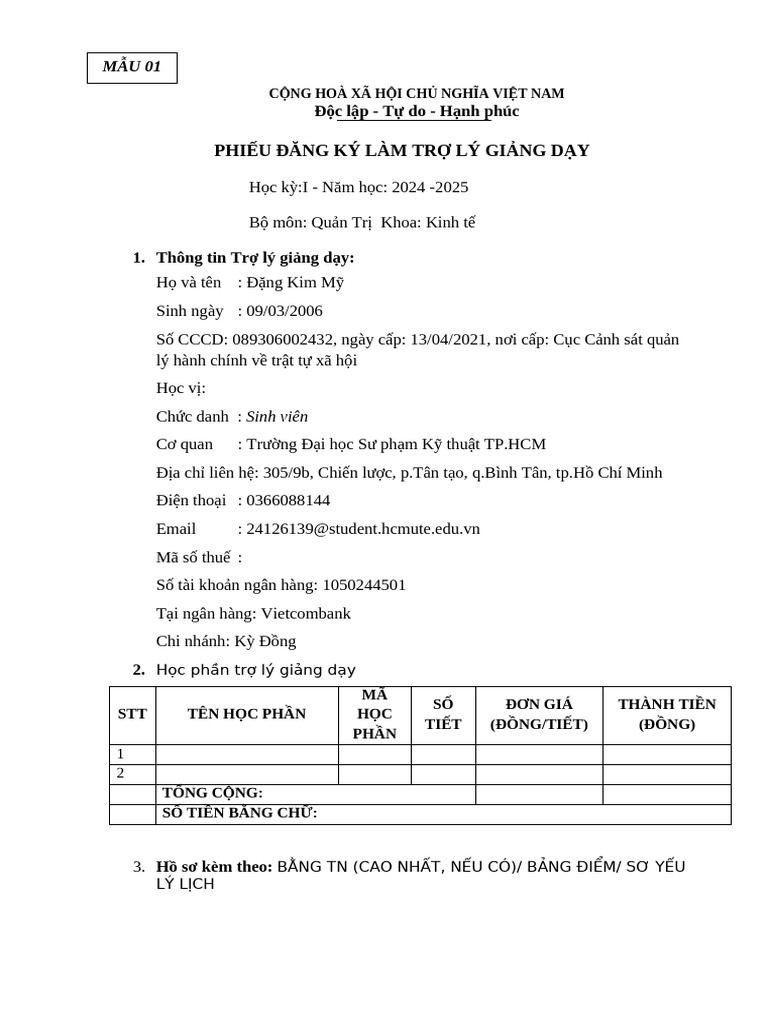 Mau 1 - Phieu Dang Ky TLGD Kim M | PDF