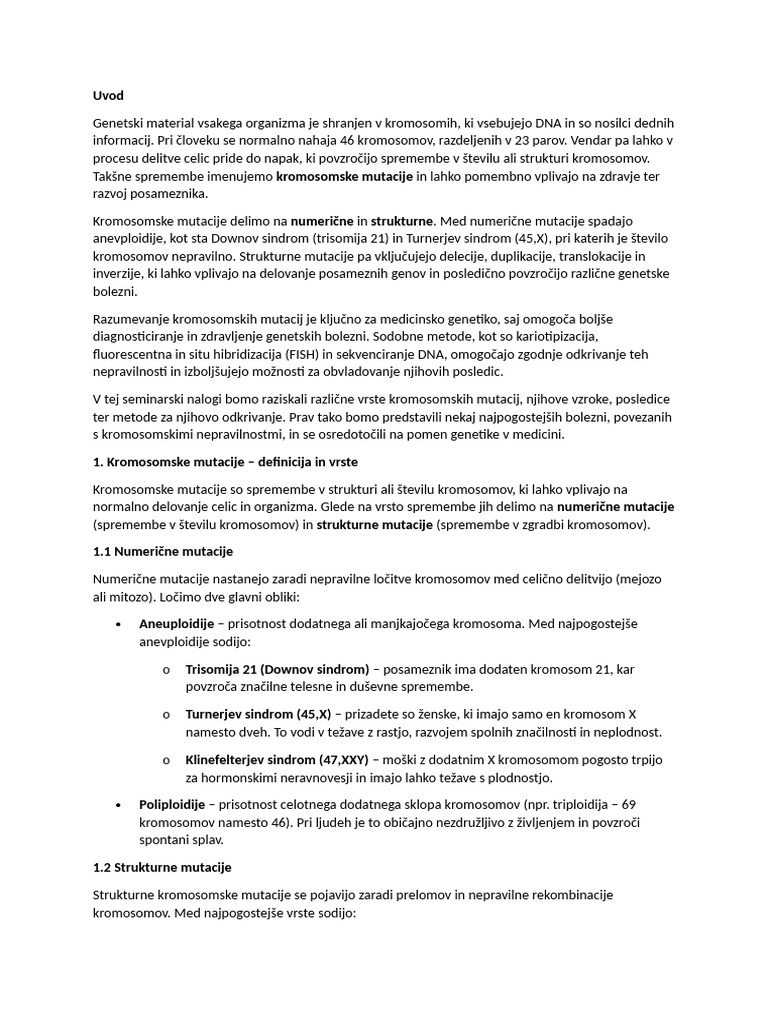 Kromosomske Mutacije | PDF