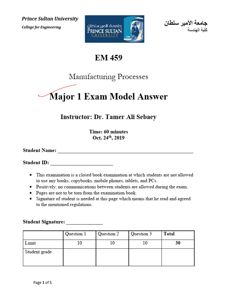 Manufacturing Processes Exam Model Answers | PDF | Building Engineering | Crafts