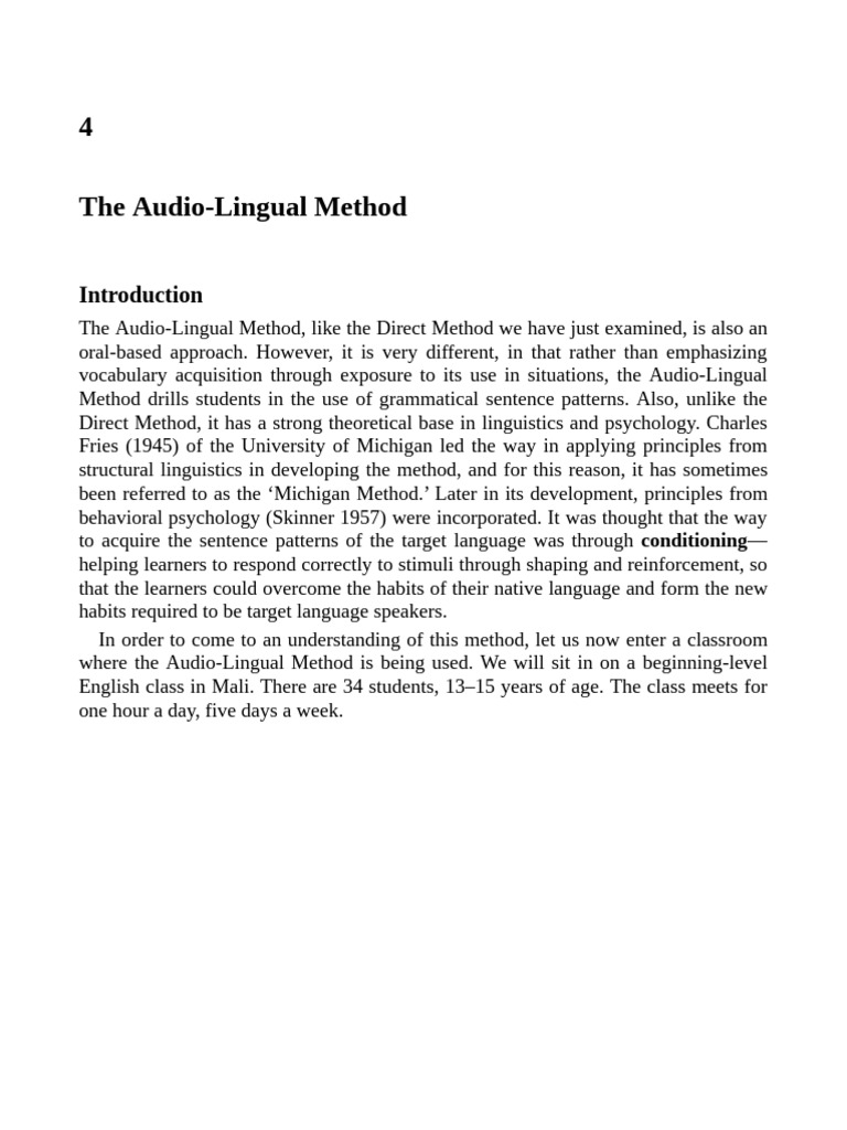 Audio-Lingual Method Reading | PDF | Second Language | Psycholinguistics
