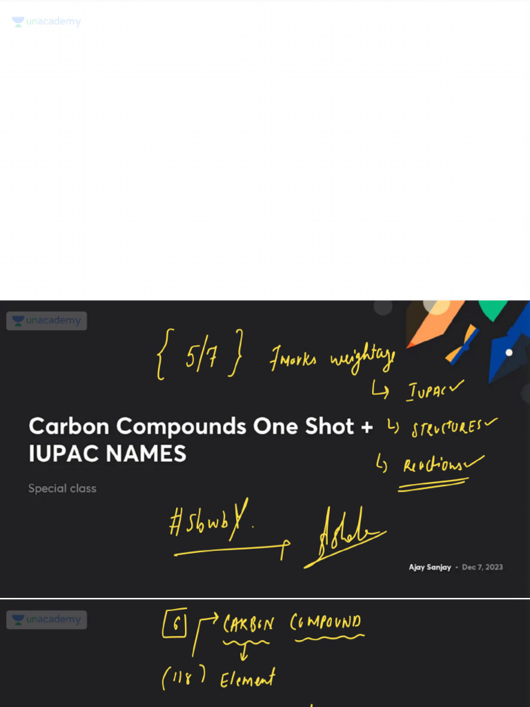 Carbon Compounds One Shot IUPAC NAMES With Anno | PDF