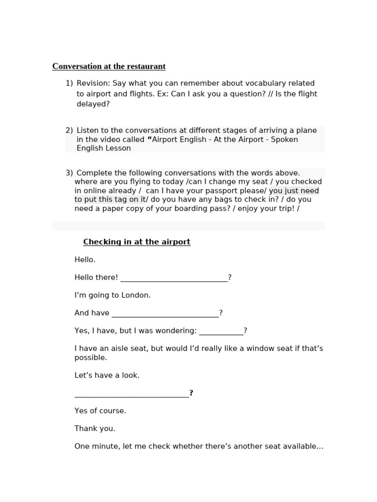 Clase 2 Conversation at The Airport | PDF