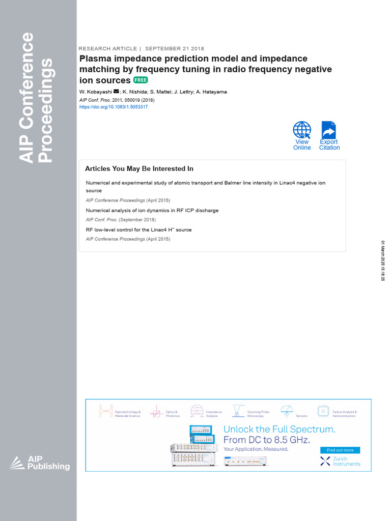 Plasma impedance prediction model and impedance matching by frequency ...