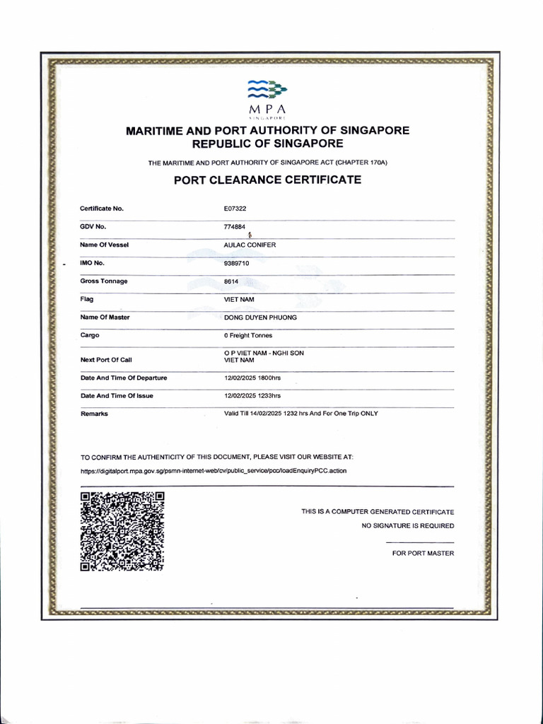 Port Clearance Singapore | PDF