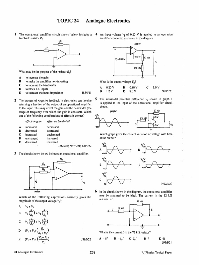 A24 - Analogue - Electronics (Dragged) | PDF | Amplifier | Operational Amplifier