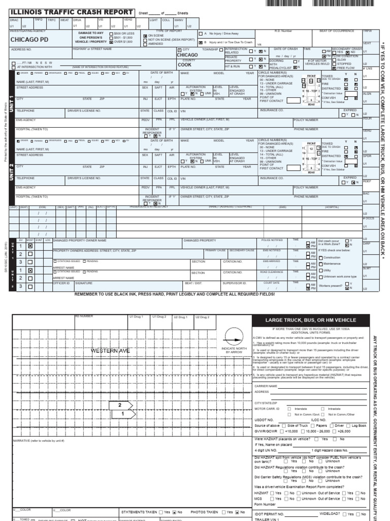 Illinois Traffic Crash Report Template | PDF | Dangerous Goods | Land ...