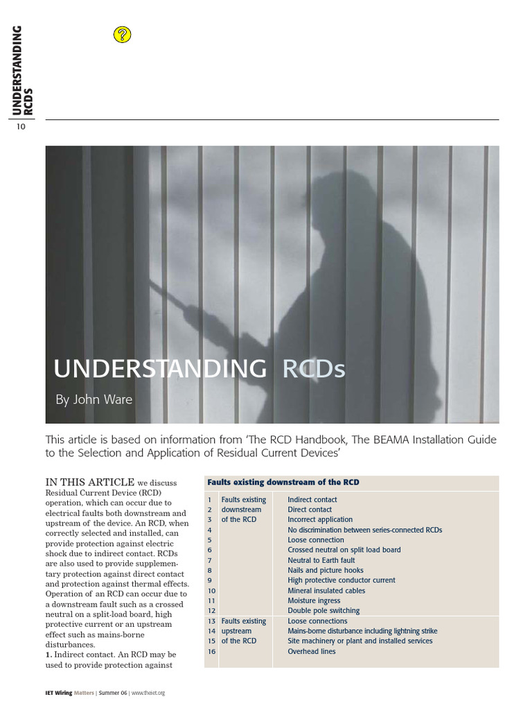 Understanding RCD's and Tripping Problems. | PDF | Electrical Wiring ...