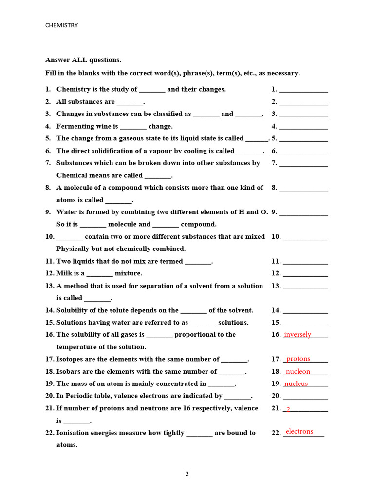 Pre Chemistry | PDF | Ion | Atoms